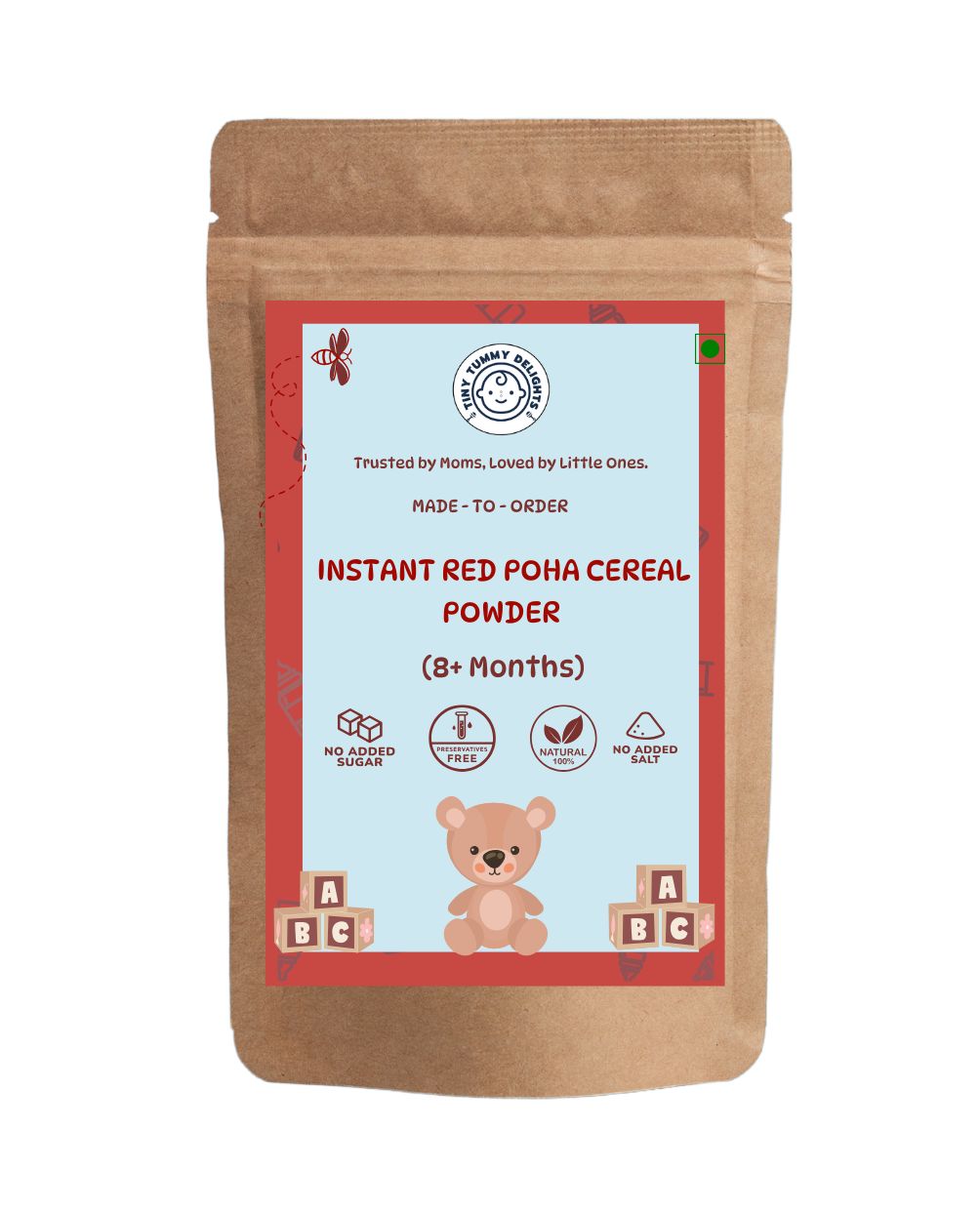 Instant Red Poha & Nuts Cereal Powder - 8+ Months - The Millet Store