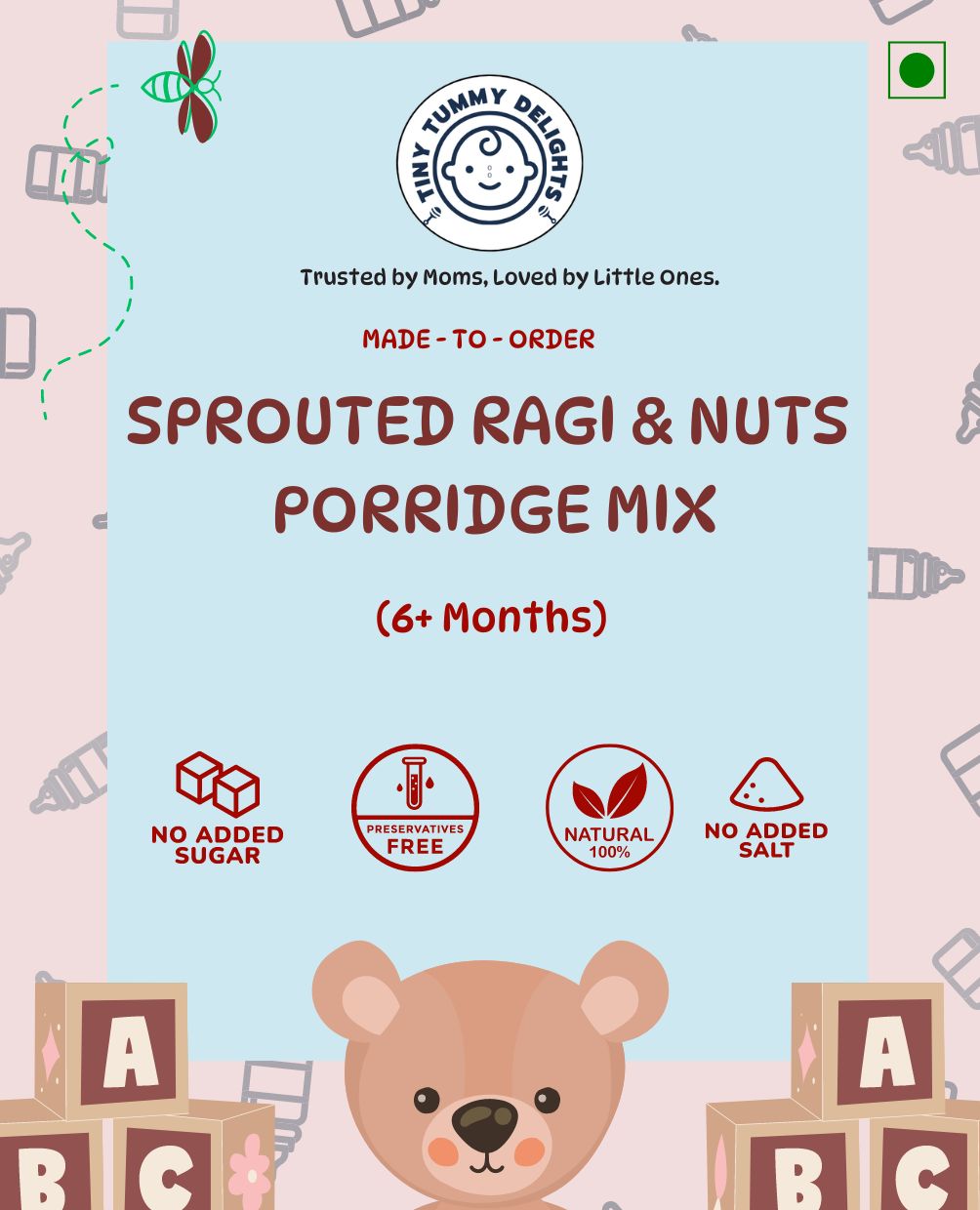 Sprouted Ragi & Nuts Powder - Baby Food (8+ Months) - The Millet Store
