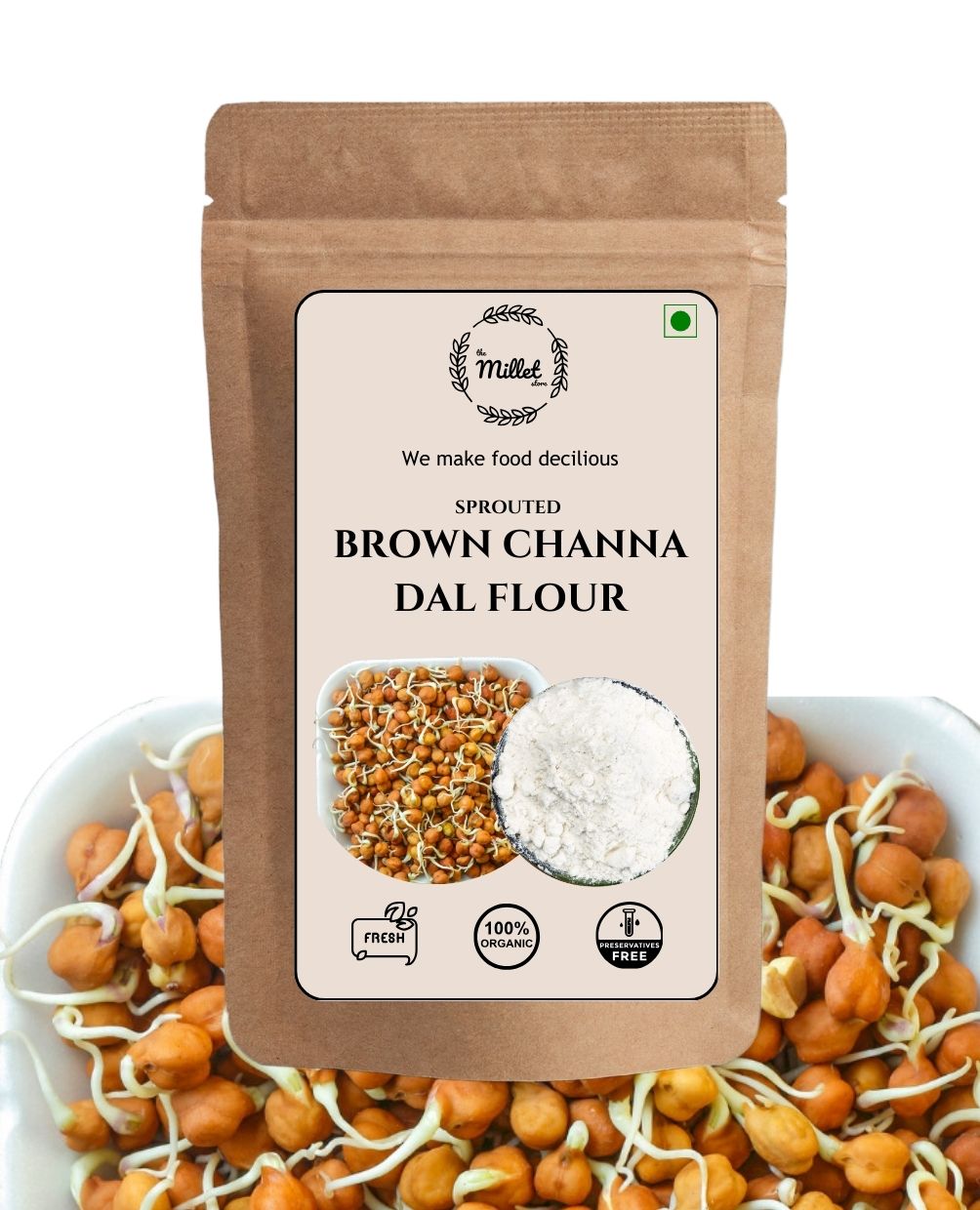 Sprouted Brown Channa Dal flour - The Millet Store