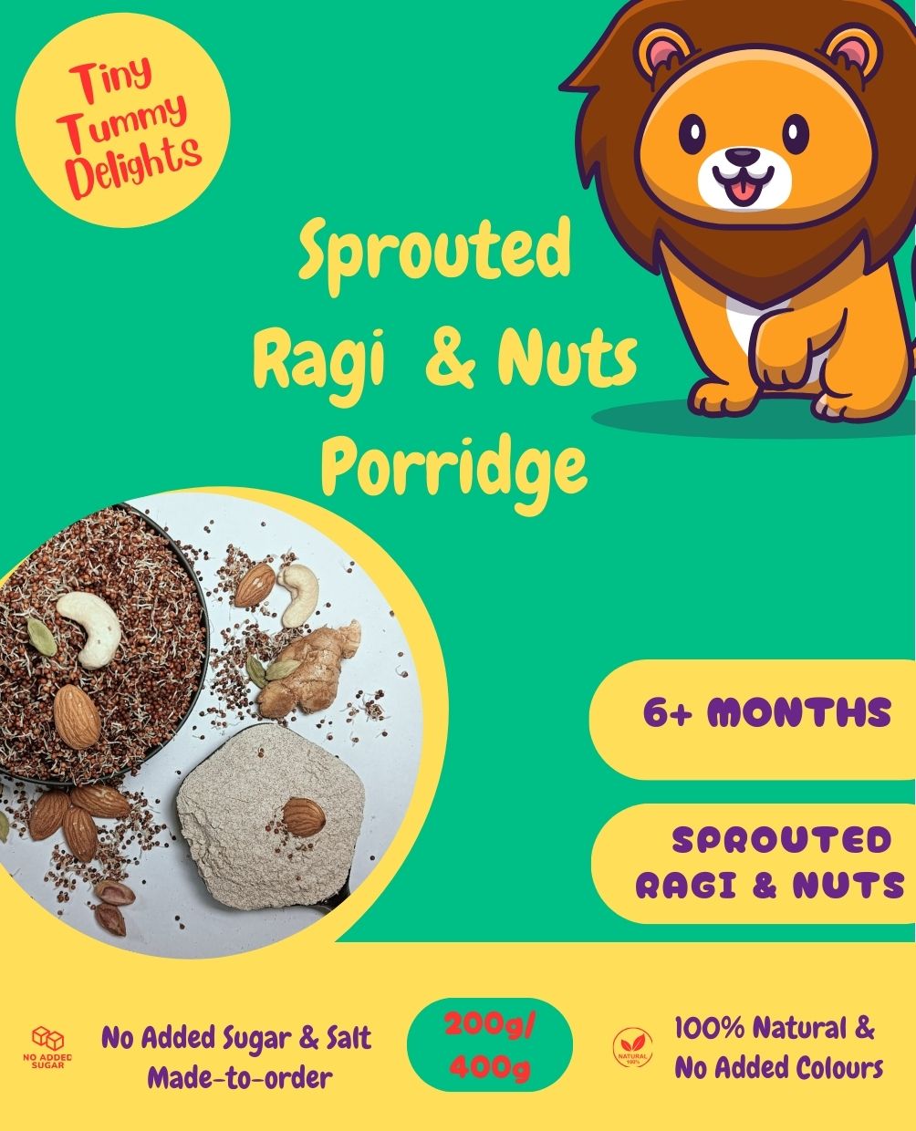 SPROUTED RAGI & NUTS POWDER - BABY FOOD (10+ MONTHS) - The Millet Store