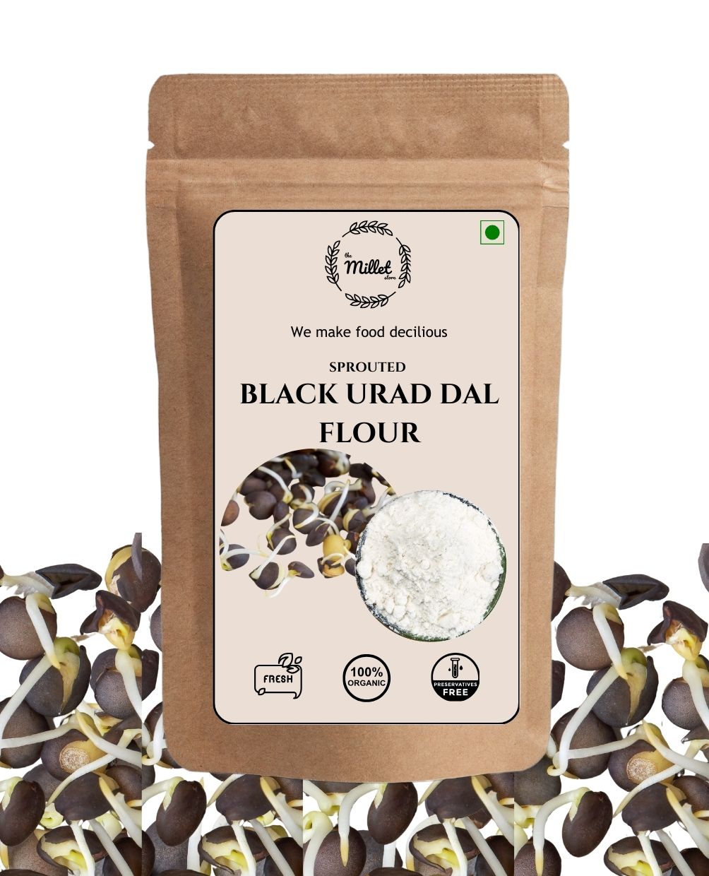 Sprouted Black Urad Dal Flour - The Millet Store